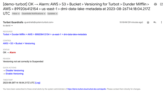 Notification Templates | Documentation | Turbot Guardrails